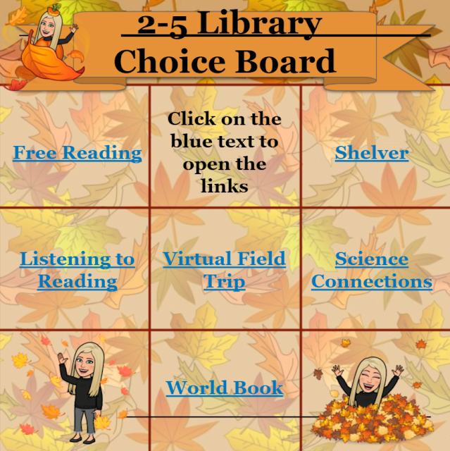 Choice Boards for Elementary Library