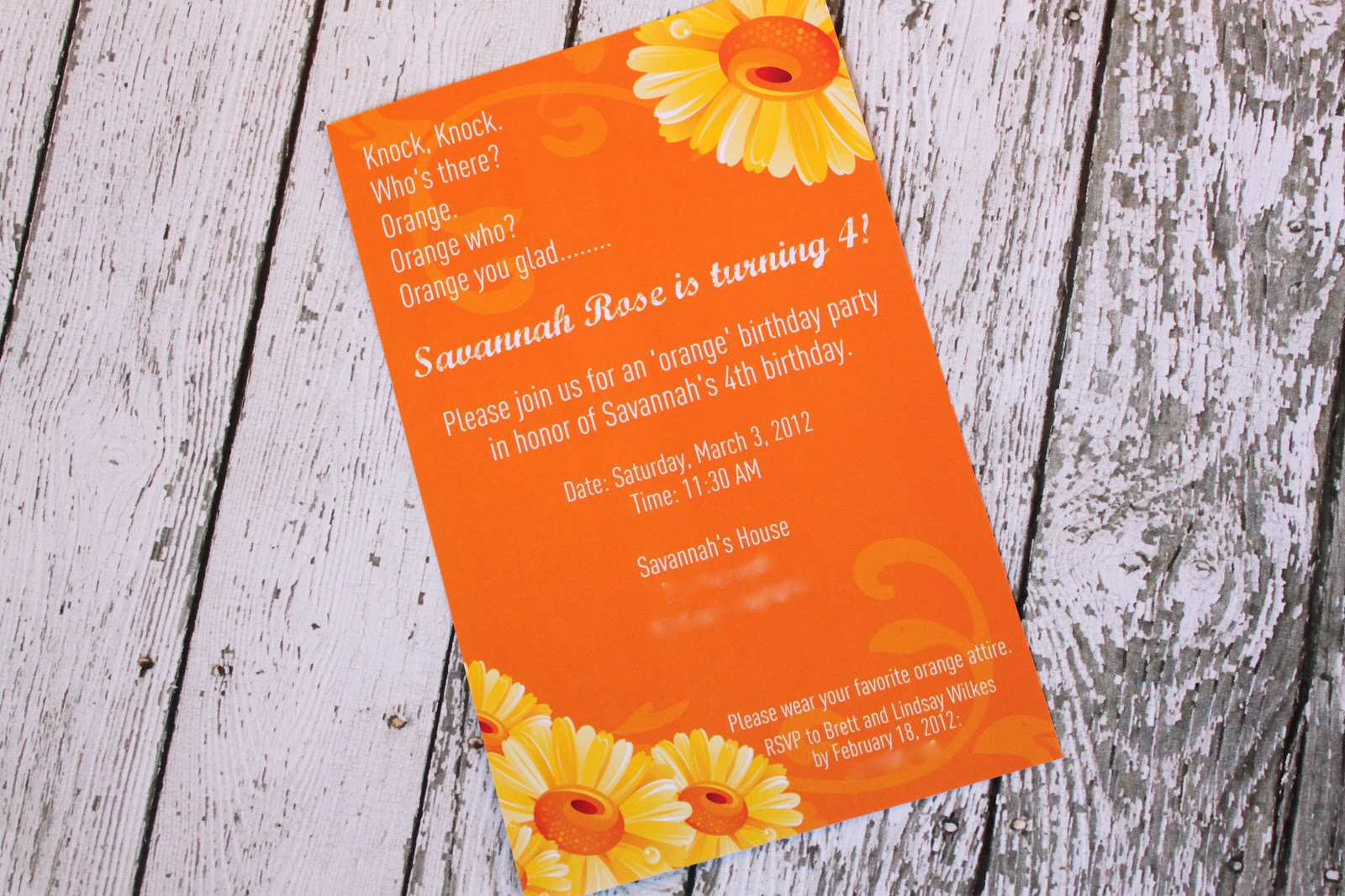 Savannah's Orange Birthday Party ~ The Invitation - The Cottage Mama