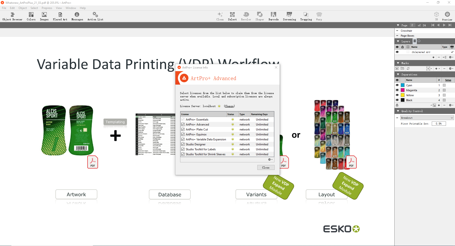 Software Solution: Esko ArtPro plus ArtPro+ 21.07 Advanced , ArtPro+ 21.03 Advanced , ArtPro 20.0