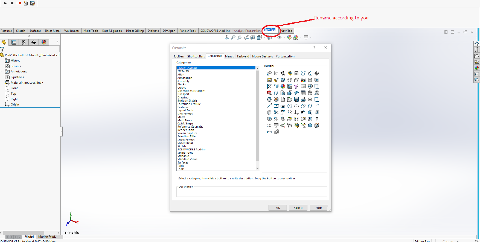 Design Tech Academy: Customized Tab (Toolbar ) in SolidWorks
