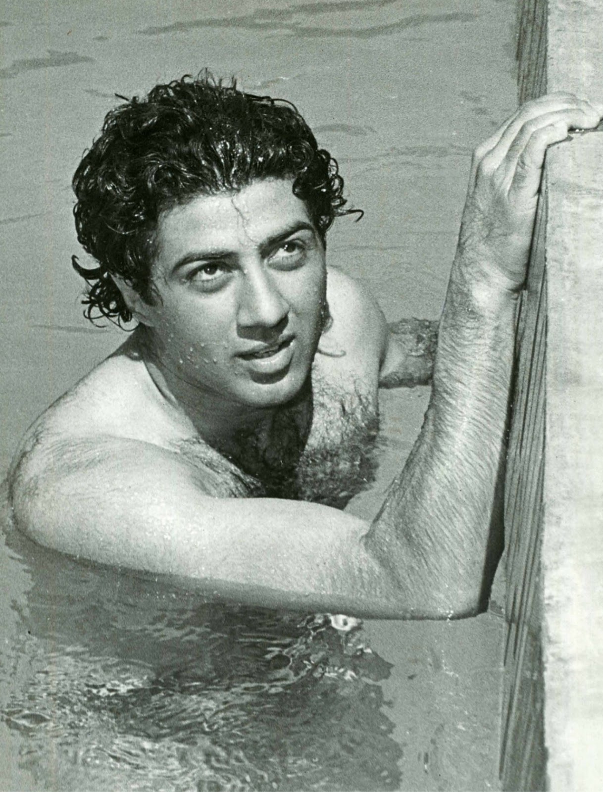 Shirtless Bollywood Men: Sunny Deol in Speedos in the Pool