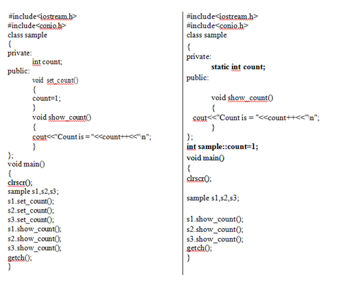 Programming in C++: Static Data Members - Static Member Functions