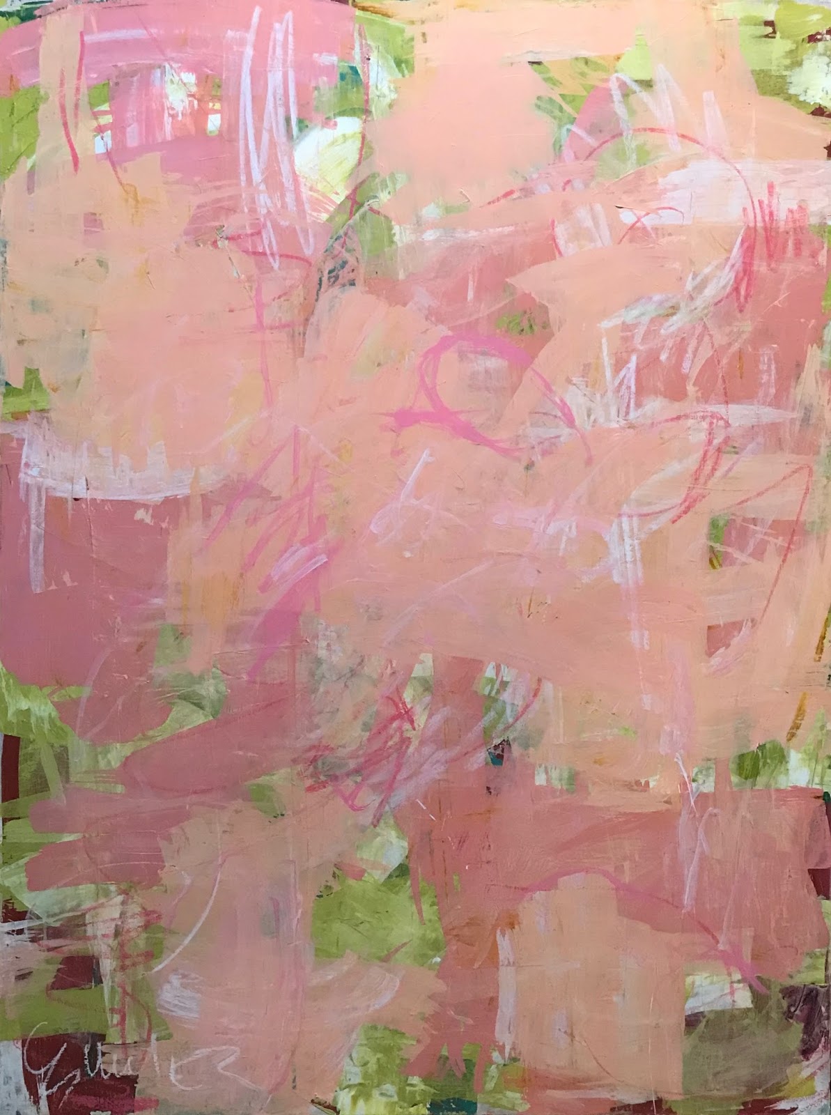 Isabelle Gautier Fine Art: Original pink expressionist abstract ...