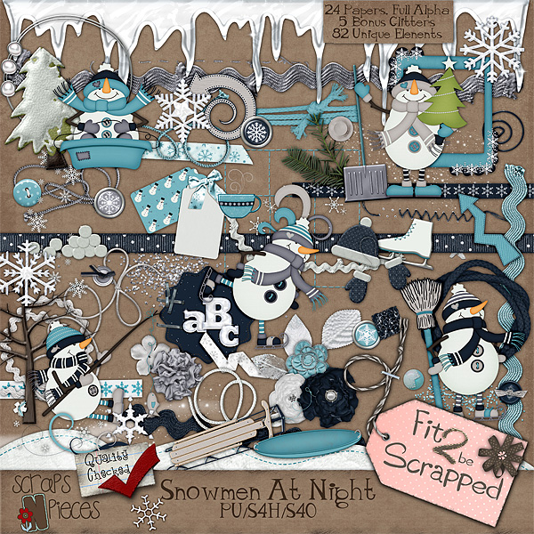 Fit 2 Be Scrapped: Snowmen at Night by Fit 2 Be Scrapped & Freebies!