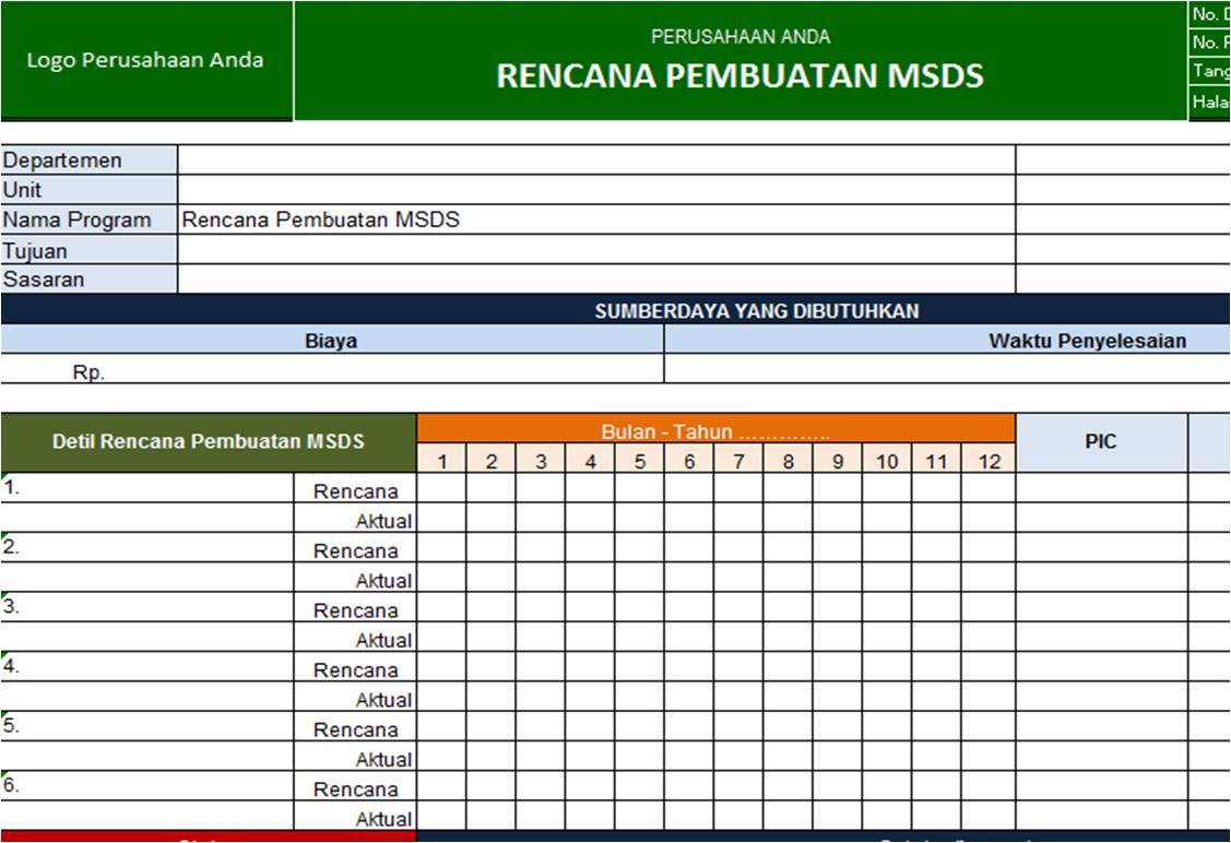 Msds Template Excel