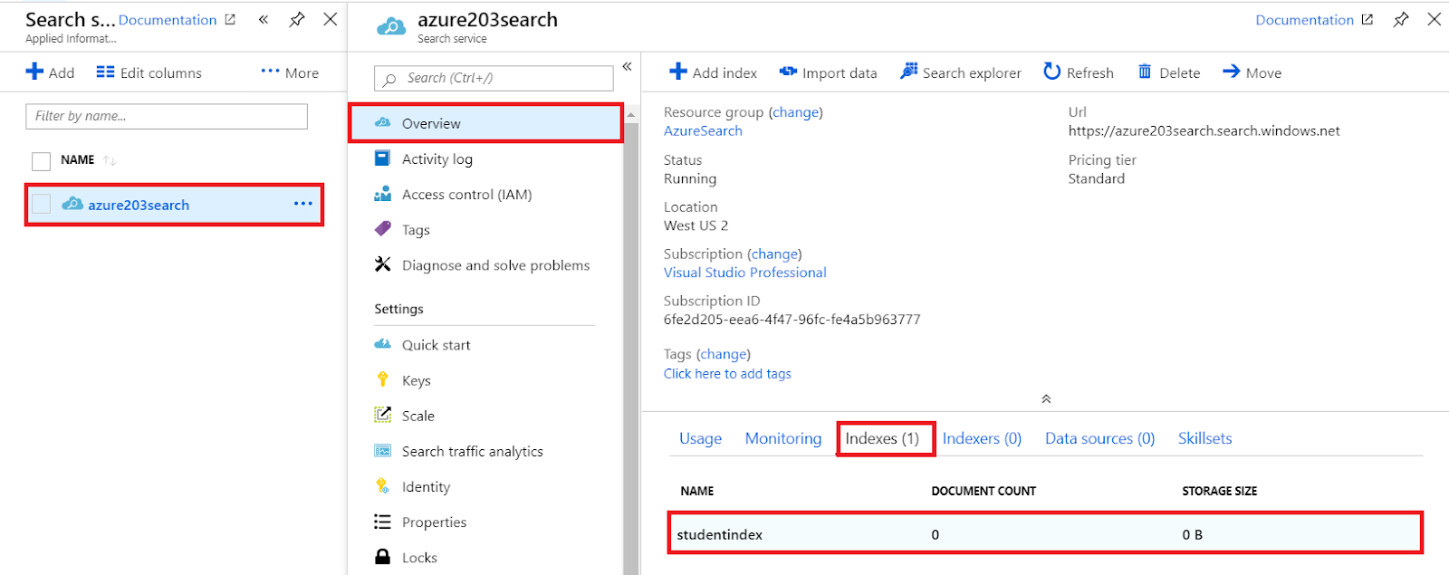 Azure Search Create Index