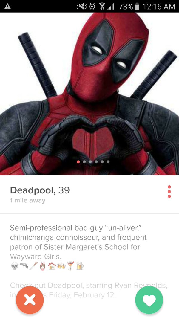 Get Matched up With DEADPOOL as Movie Marketing is Now on the Tinder App