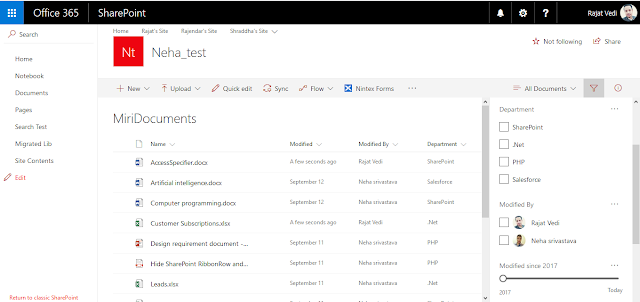Filter data in SharePoint online Document Library