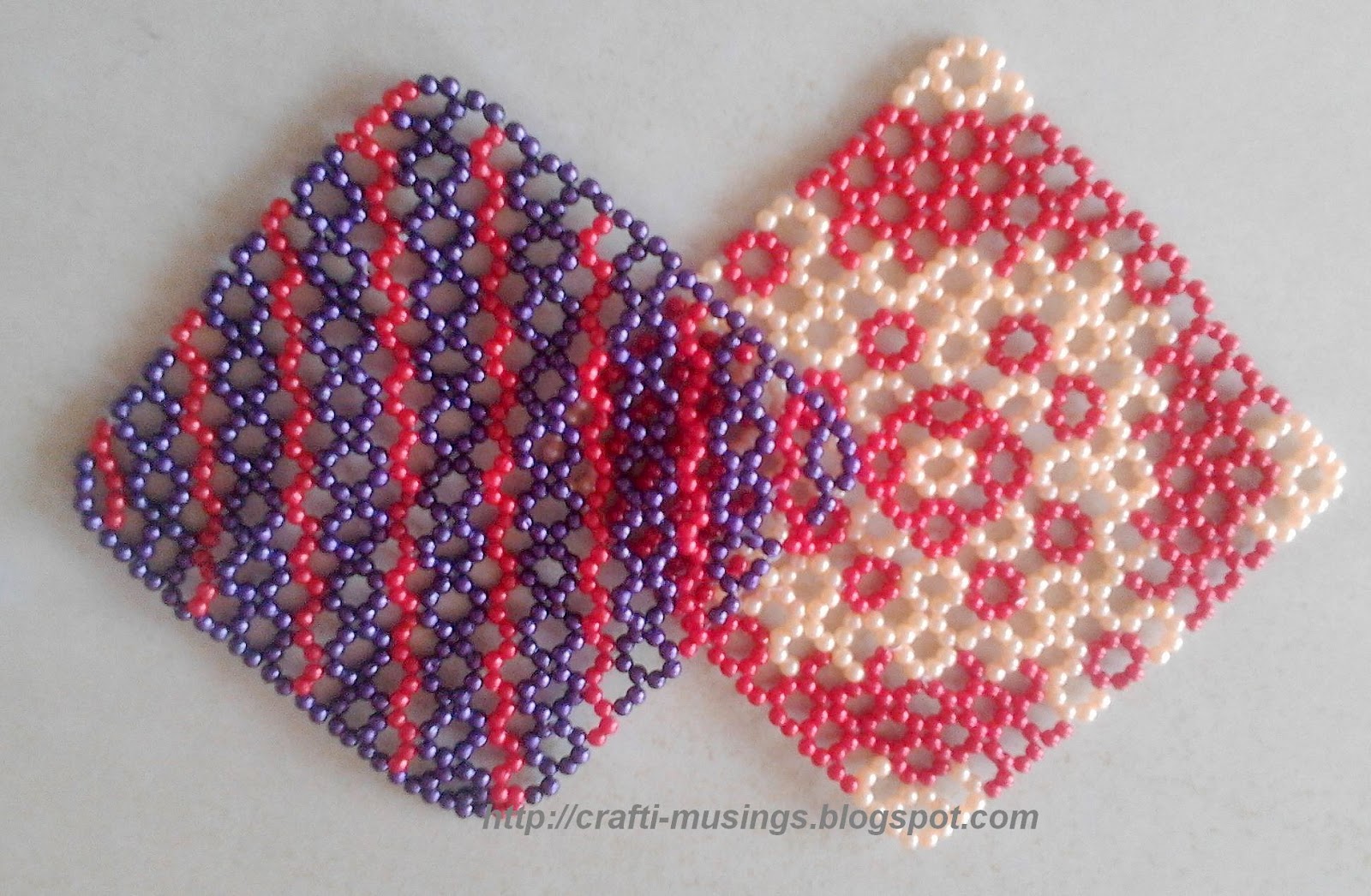 Crafti musings..: More Sparkling Beaded Coasters - 8 bead circle