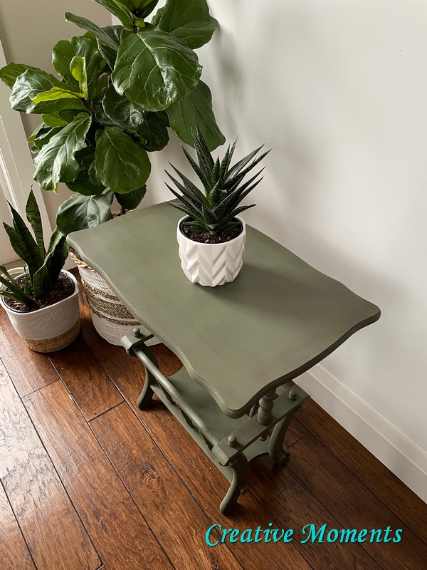 Vintage Accent Table Restored in Rustic Green