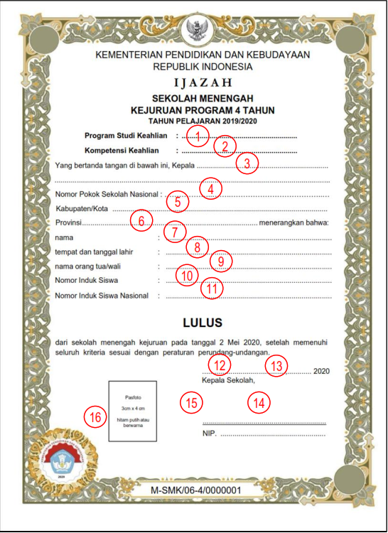 Juknis Penulisan Ijazah 2020 Jenjang SMK dan Contoh Blangko Ijazah 2020 ...