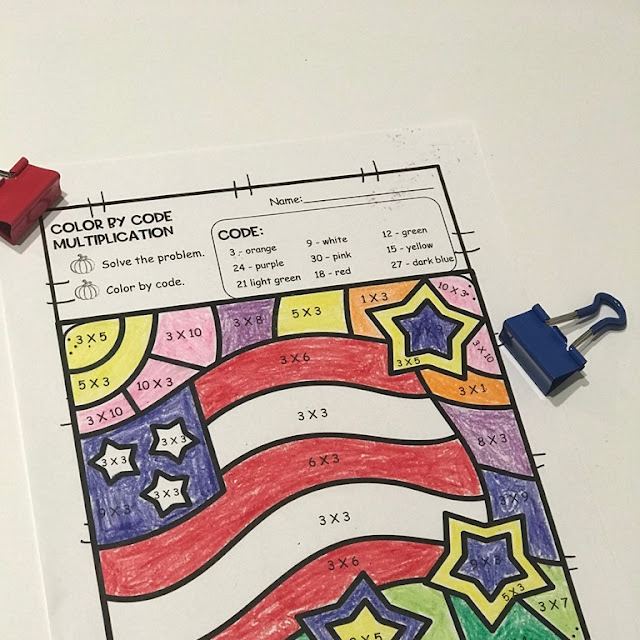 An Apple For The Teacher: Veterans Day Math Activities Color By Number