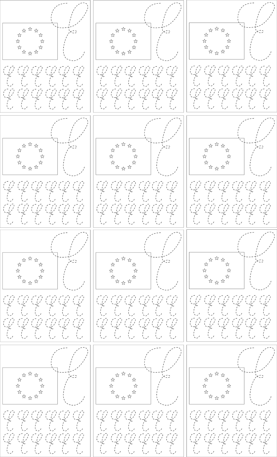 e/E, n/N, ă/Ă, r/R, u/U- fișe cu litere și cuvinte punctate, de lipit ...