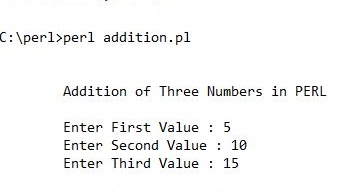 Free Programming Source Codes and Computer Programming Tutorials: Addition of Three Numbers in PERL