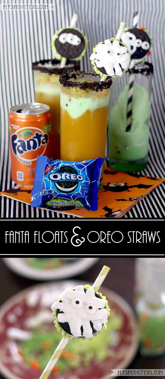 My 3 Monsters: Spooky Snacks: Orange Fanta Floats and OREO Straws