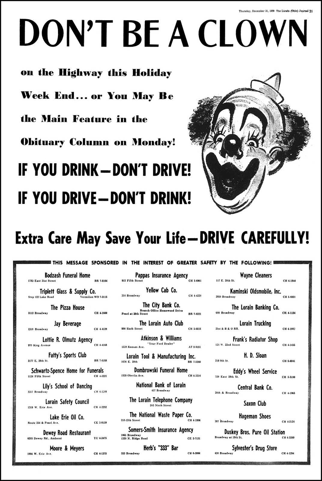 Brady's Bunch of Lorain County Nostalgia: New Year’s Eve Ads 1959 & 1969