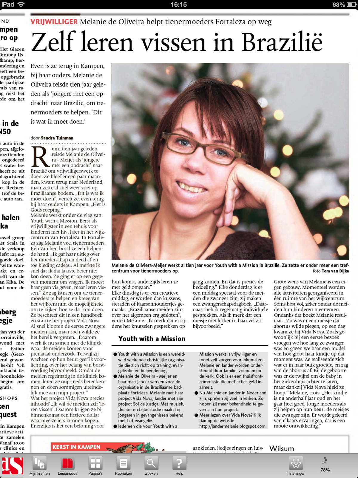 Jander, Melanie & Efraim de Oliveira: Krantenartikel Stentor
