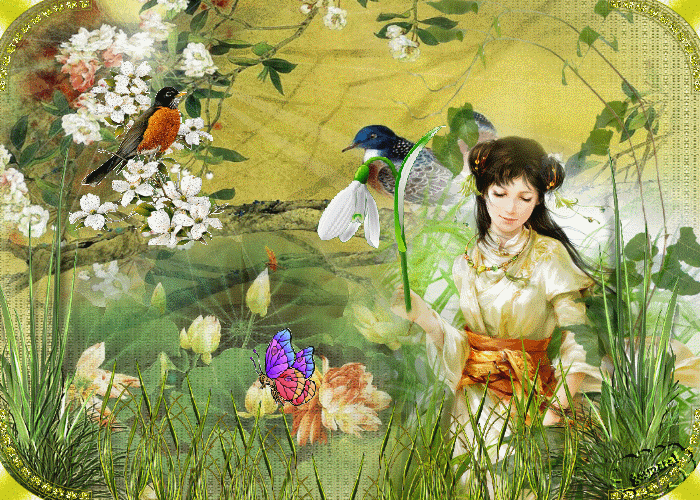 Wiosna: Animowane gify i obrazki - kobiety wiosną