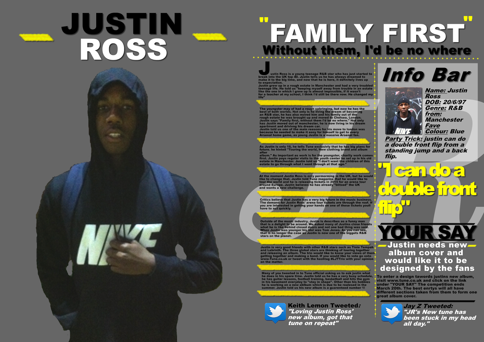 Jack Whittaker's AS Media Coursework: Final Double Page Spread