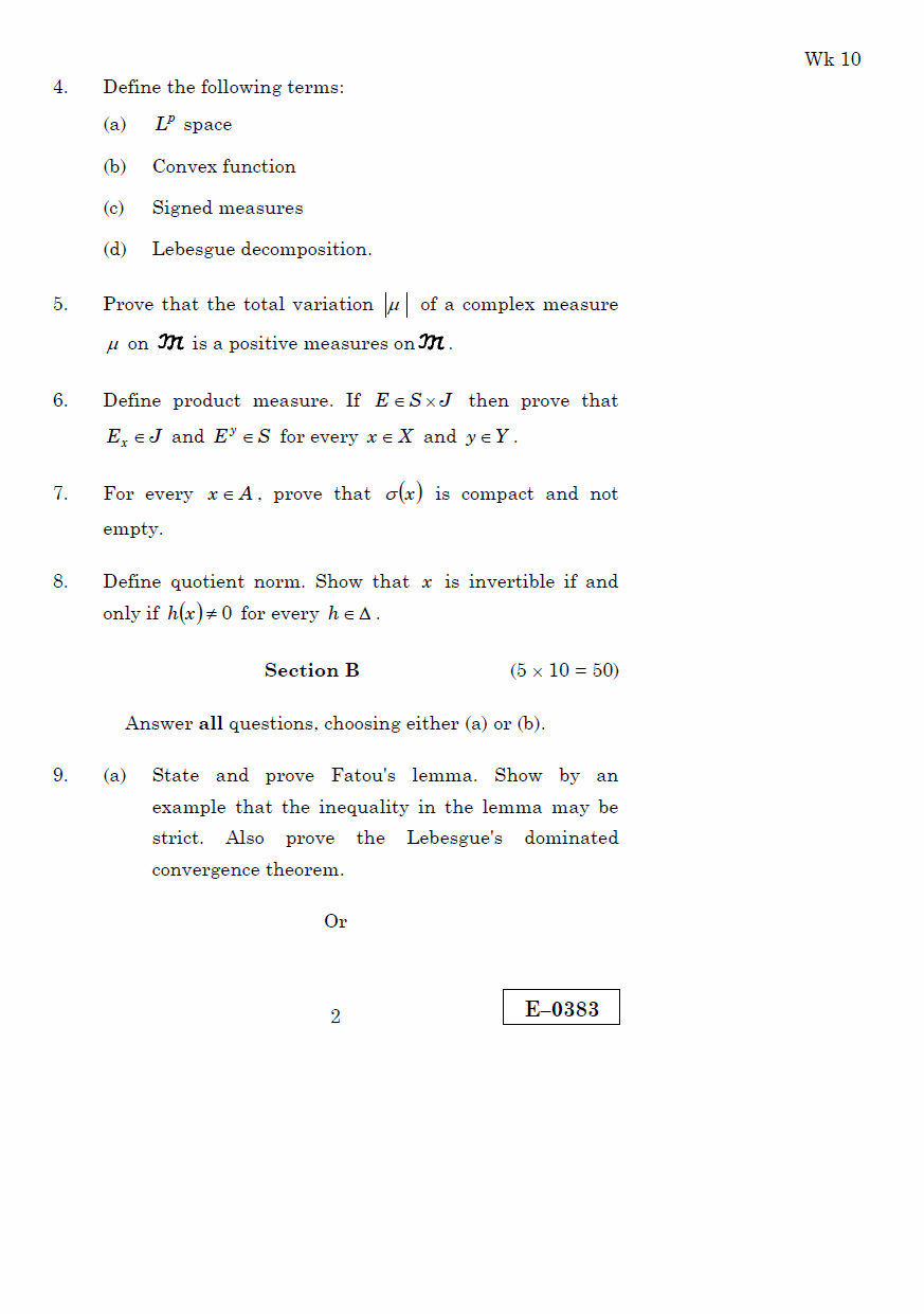 Alagappa University M.Phil.Mathematics ANALYSIS APRIL 2019 Question ...