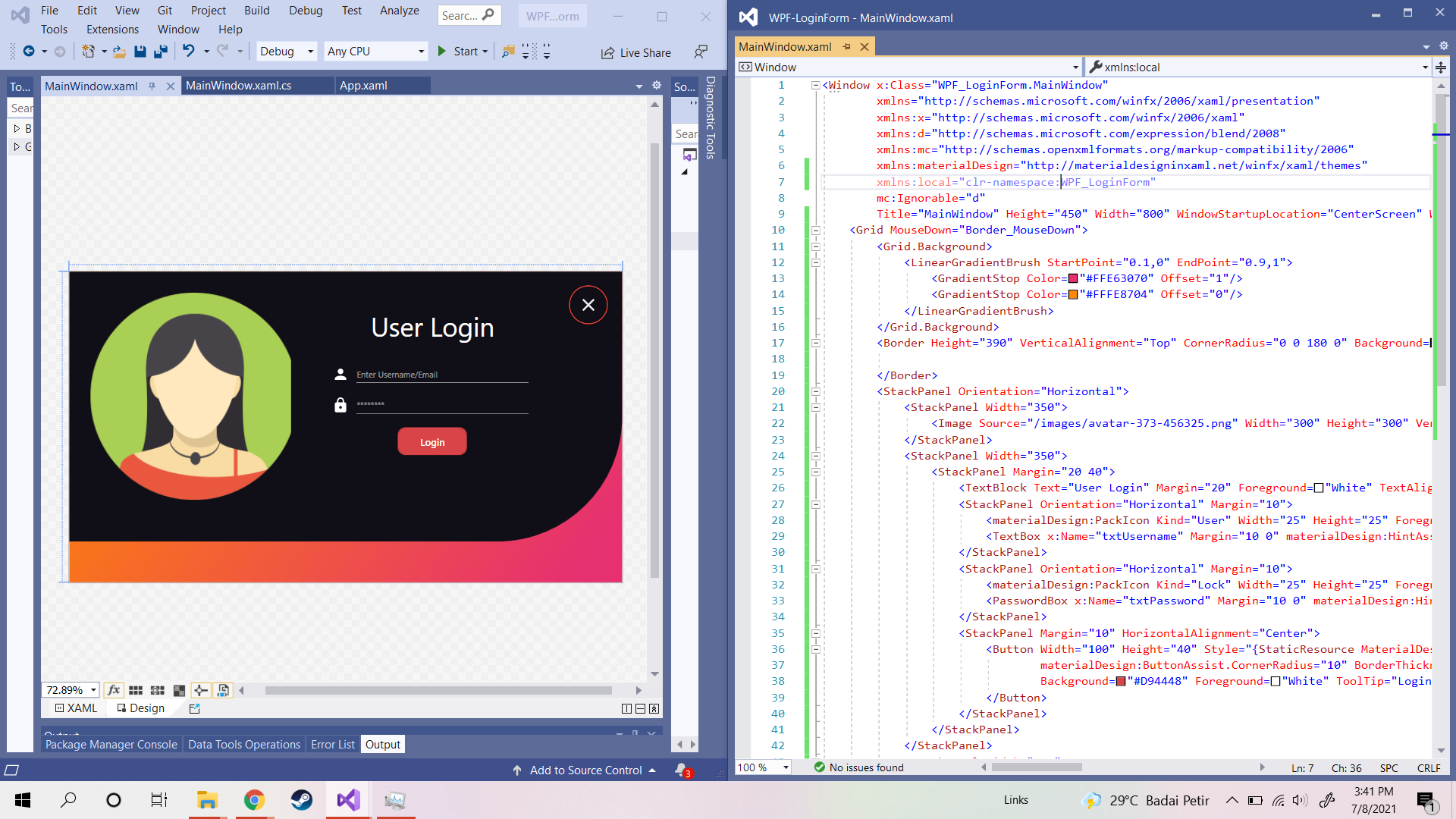 Tugas 4 - Login Form dengan WPF .NET Framework Tugas 4 - Login Form dengan WPF .NET Framework