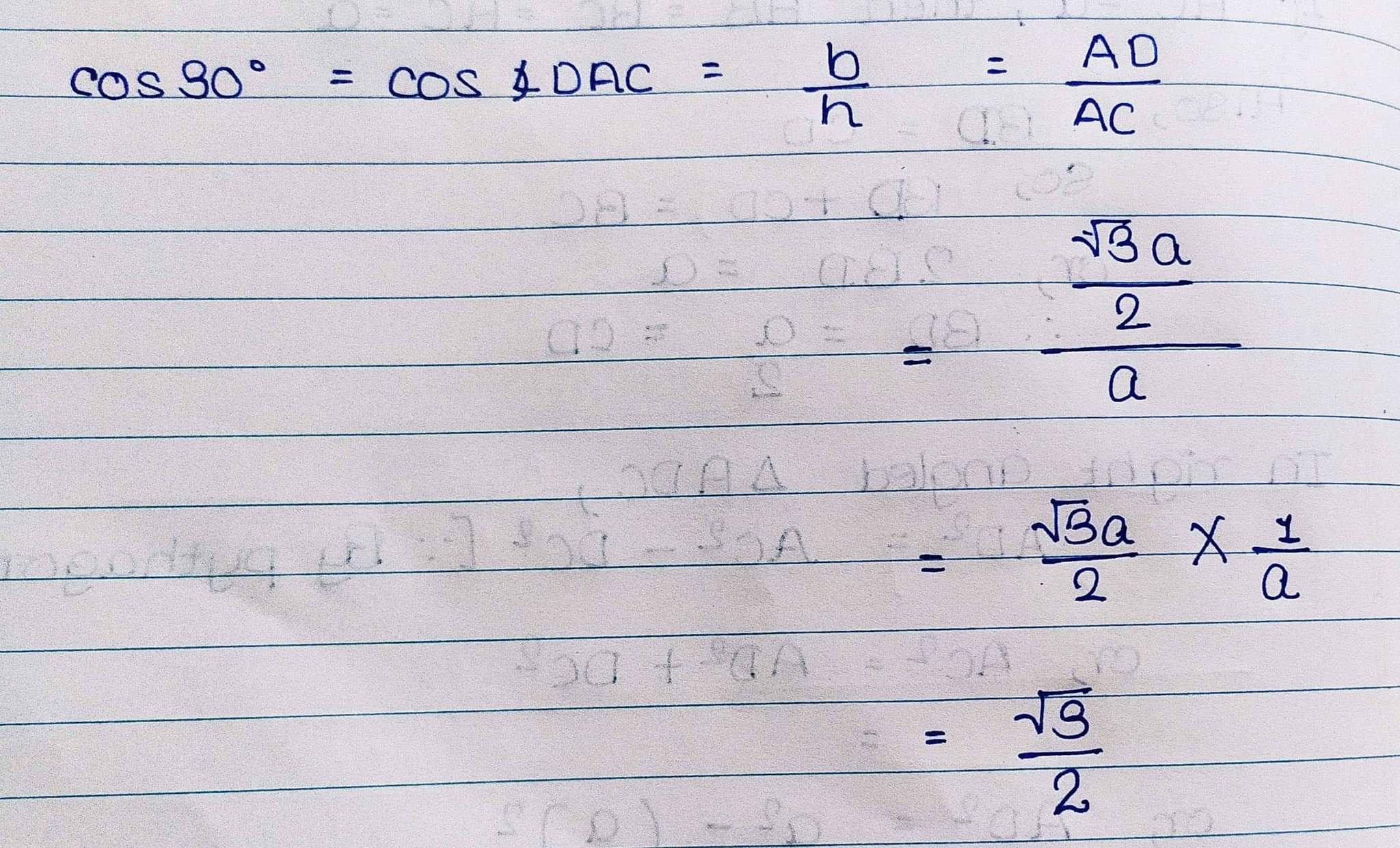 Prove geometrically, the value of sin30°, cos30° and tan30 ...