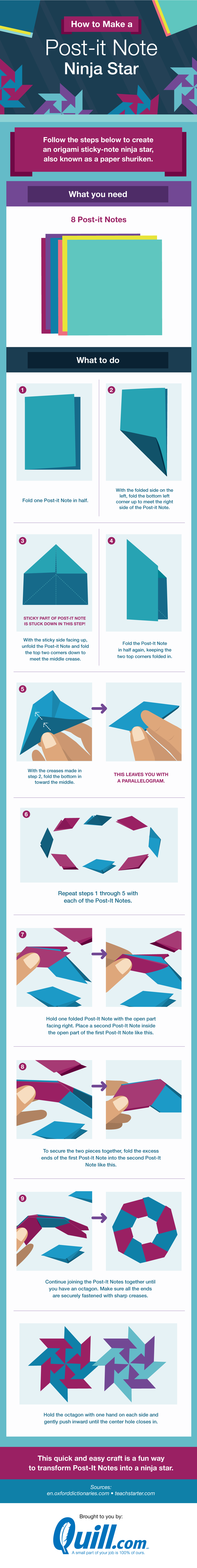 How to make a post-it note ninja star #infographic - Visualistan