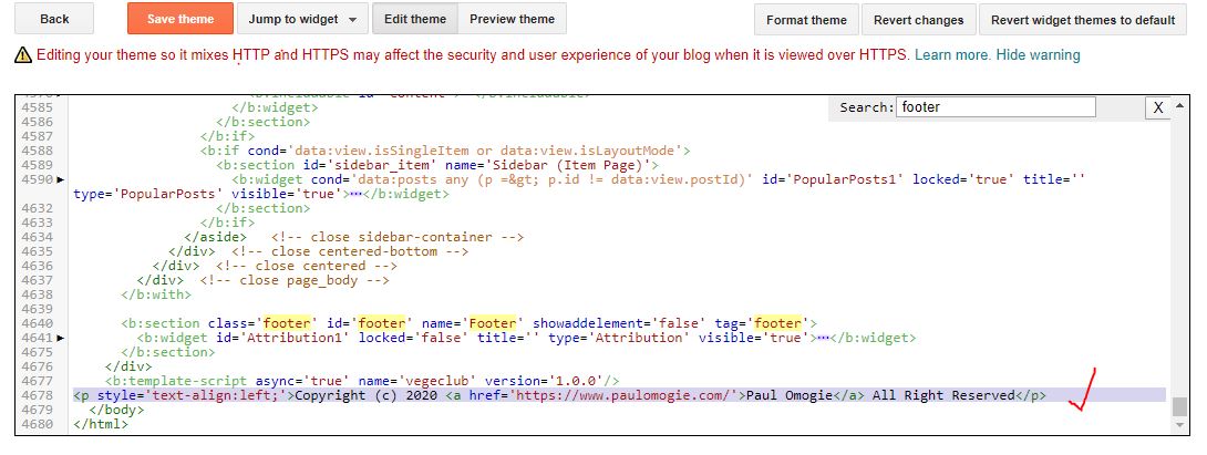 How to Add Copyright to Blog Footer After Removing Powered by Blogger ...