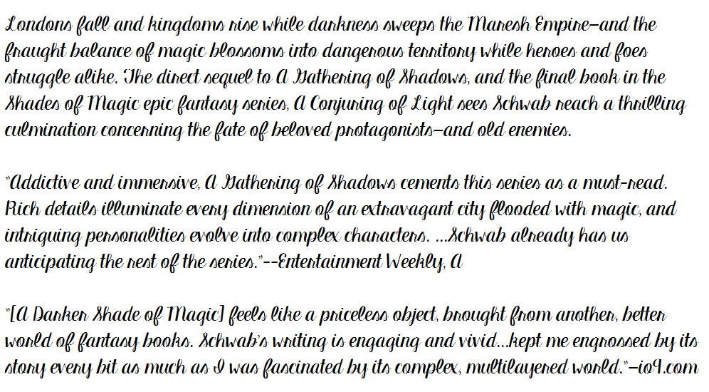 Cover Reveal: A Conjuring of Light (Shades of Magic #3) by V.E Schwab ...