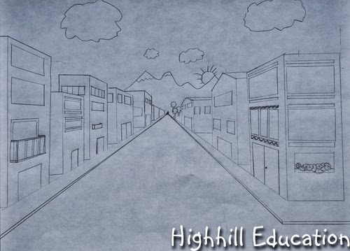 Highhill Homeschool: Cityscape One-Point Perspective Drawings