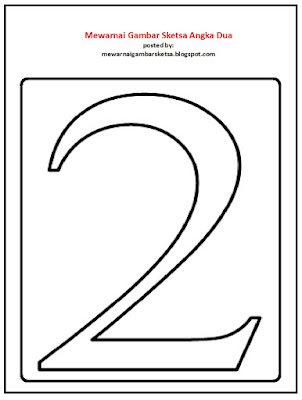 Mewarnai Gambar: Mewarnai Gambar Sketsa Kaligrafi Angka Dua