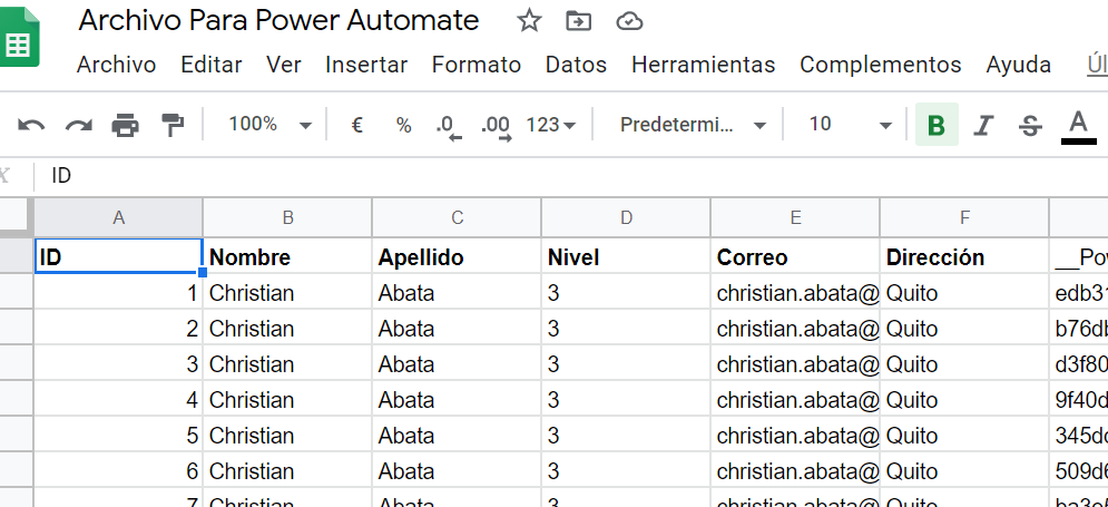 Get row from Google Sheet - Christian Abata