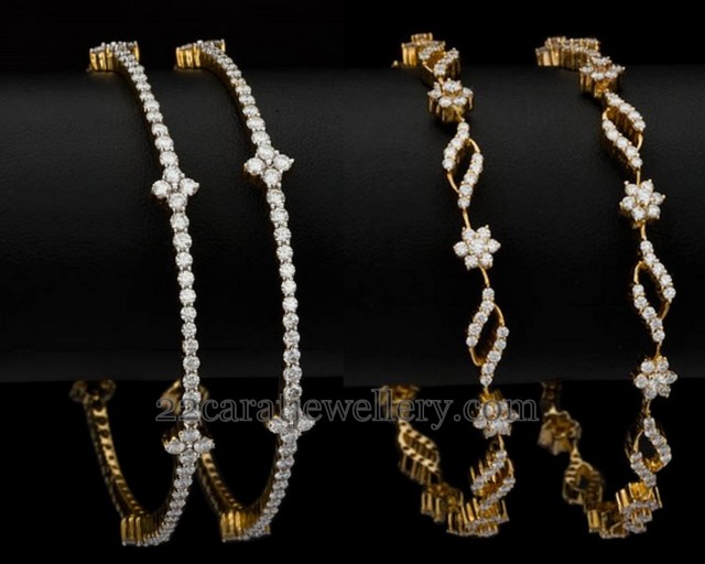 Simple Round Diamonds Bangles - Jewellery Designs