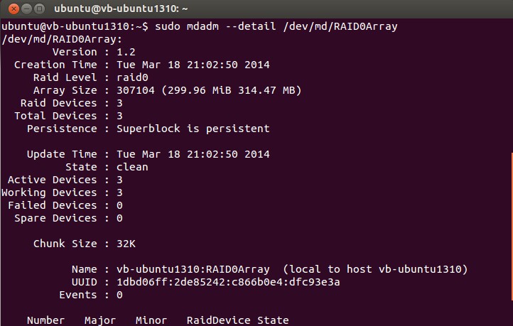 Ubuntu mdadm その24 - 論理ボリュームの詳細情報を表示する - kledgeb