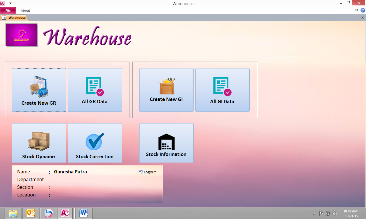 Sistem Aplikasi Purchase&Warehouse: Contoh Aplikasi Database Gudang