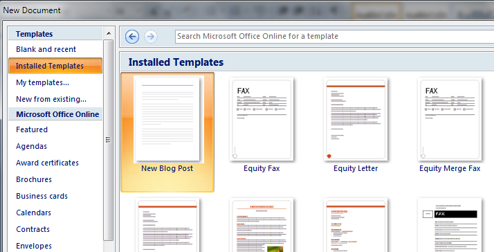 Microsoft Office: Starting a New Document
