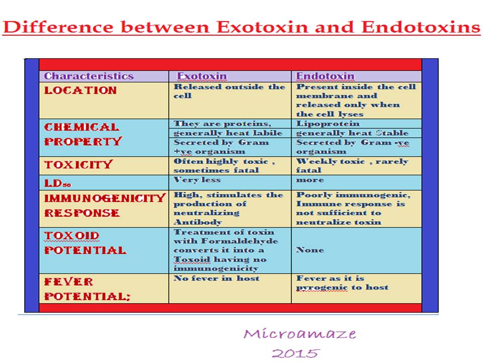 Microamaze: Difference between Exotoxin and Endotoxin