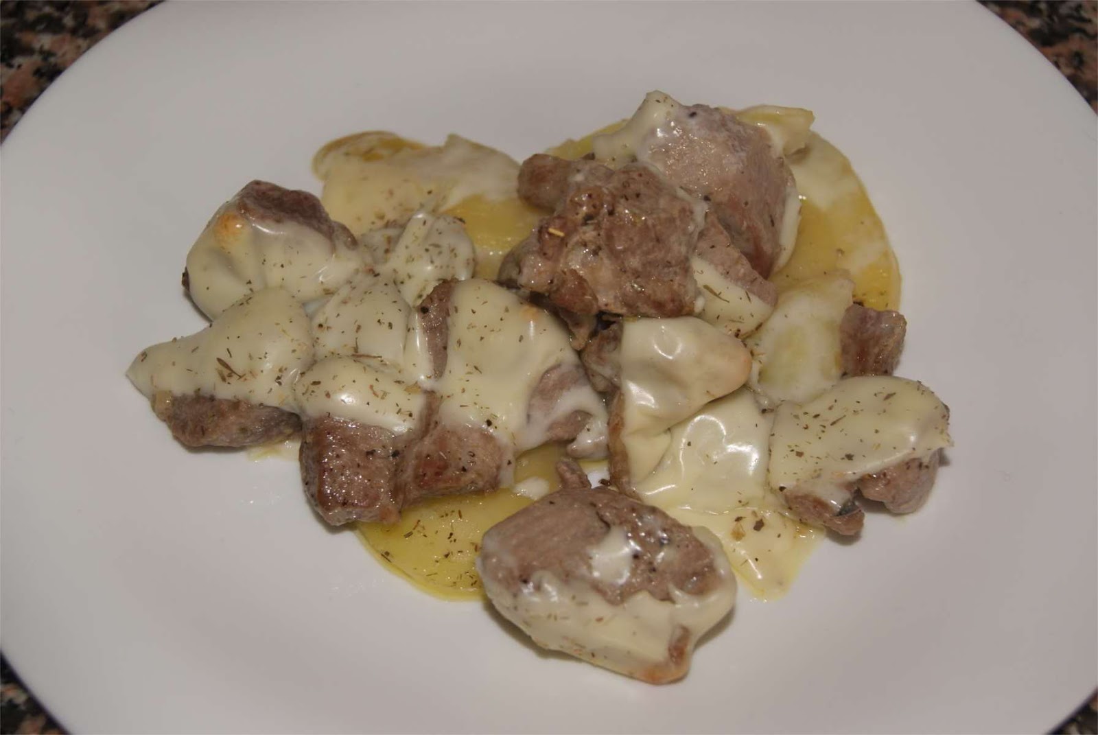 Receta de carne al ajillo con queso ~ ¡Qué rico!