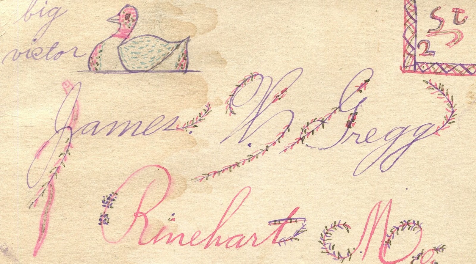 Dull Tool Dim Bulb: Below Average Folk Art Calligraphy on a Trade Card