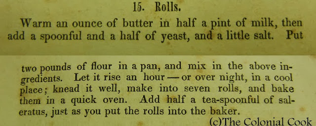 The Colonial Cook--Receipts From Colonial to Modern Day: 1845 Roll Recipe