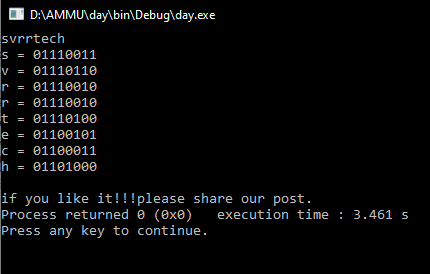 C++ Program to Convert a String into Binary Sequence