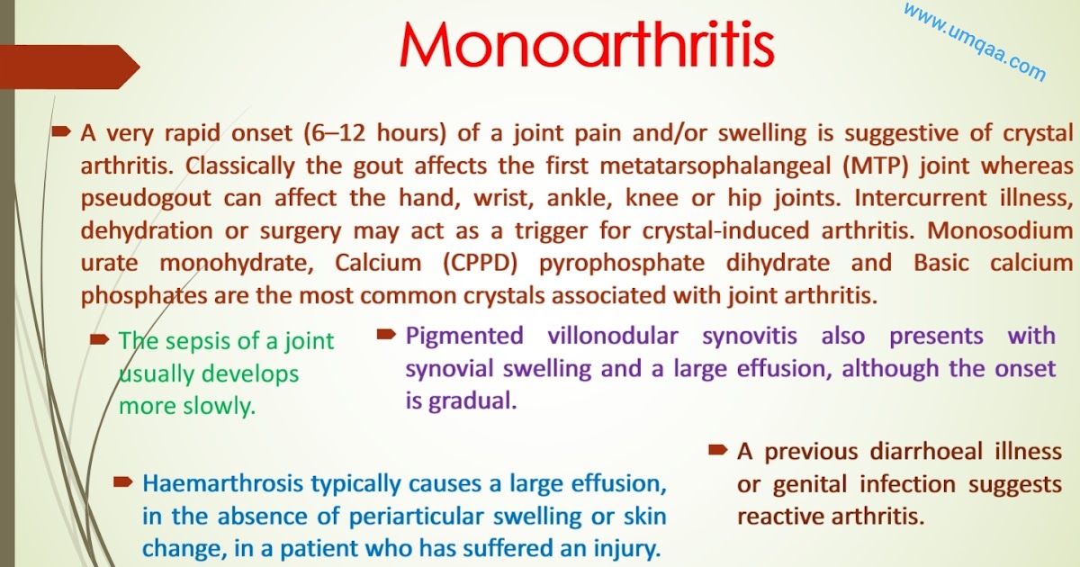 What are the causes of monoarthritis?