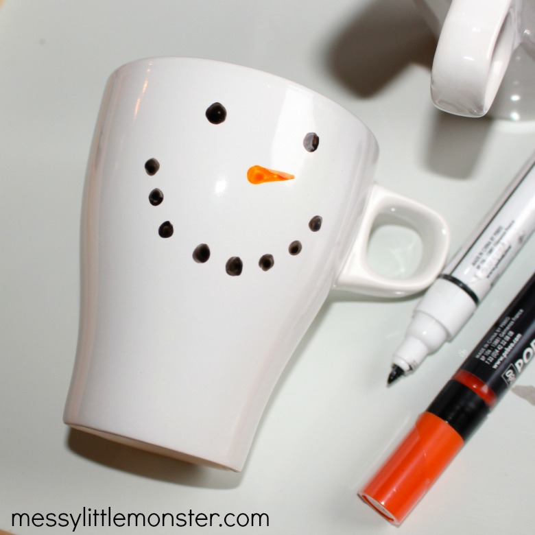 Make your own DIY Snowman Mug - Messy Little Monster