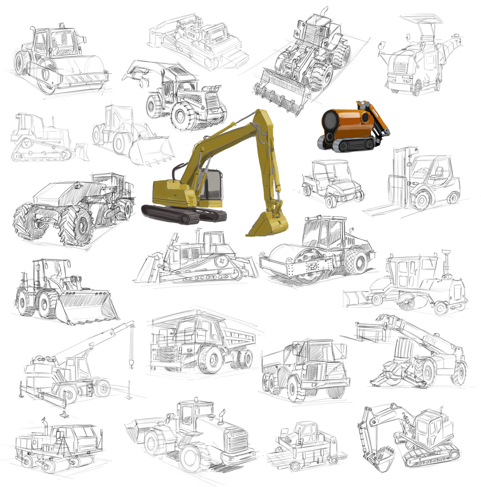 some art stuffs: construction vehicle studies