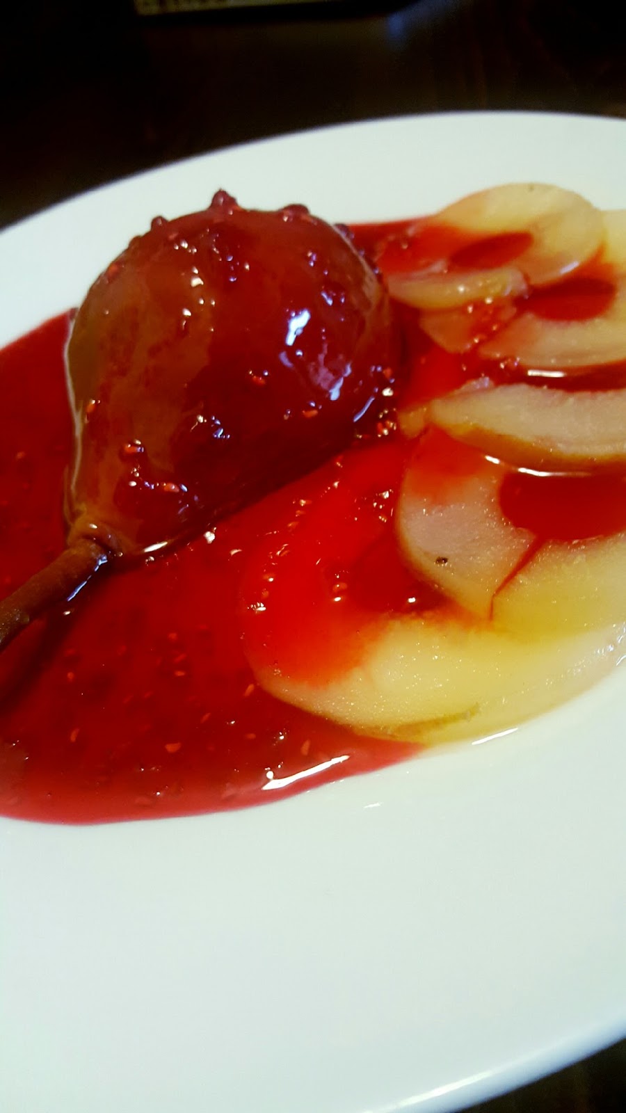 Raspberry Glazed Poached Pears - Lou Lou Girls
