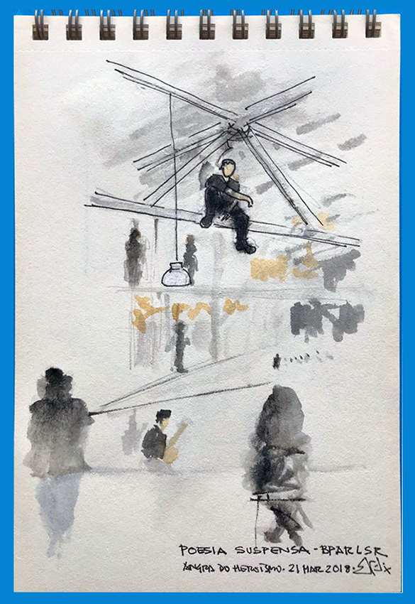 Urban Sketchers Portugal Açores: Poesia na Biblioteca, Emanuel Félix