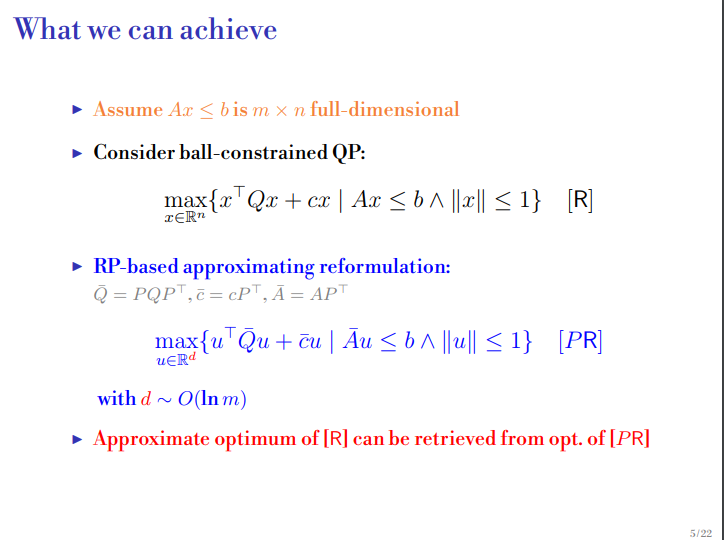 Nuit Blanche Random Projections For Quadratic Programs Over A Euclidean Ball