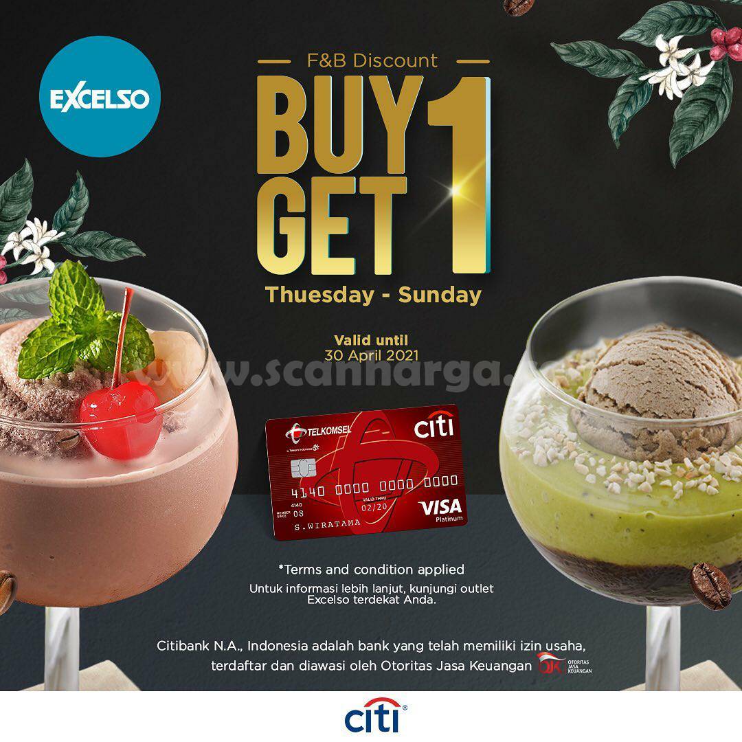 EXCELSO Promo BELI 1 GRATIS 1 menggunakan KARTU CITI TELKOMSEL - scanharga