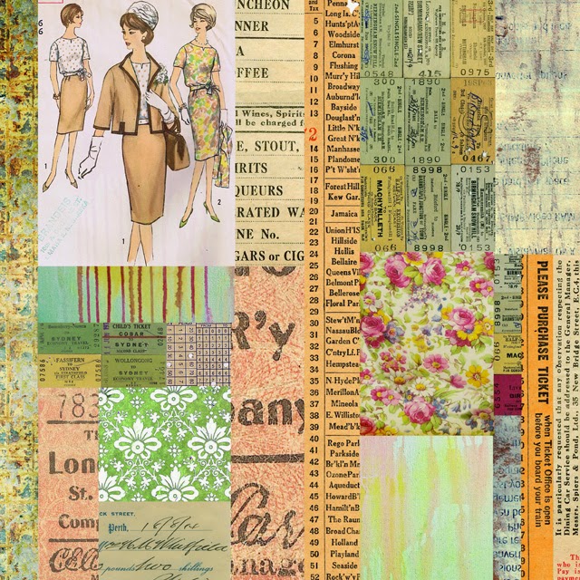 C o l l a g e a r t: Vintage paper and sewing pattern collage