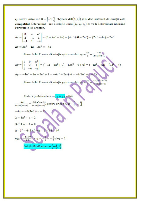 Sisteme de trei ecuaţii cu trei necunoscute. Regula lui Cramer. Teorema ...